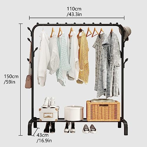 GIFZES Clothing Rack Clothes Rack,Metal Clothing Garment Rack,Heavy Duty Clothes Stand Rack with Bottom Shelf for Hanging Clothes, Coats, Skirts, Shirts, Sweaters Black