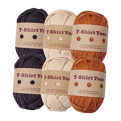 kowaku 6Pcs Knitting Yarn T-Shirt Yarn Chunky Yarn Spaghetti Yarn for Throw Blanket Craft, Set A