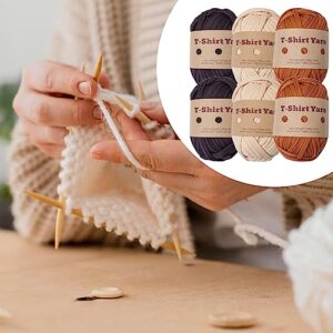 kowaku 6Pcs Knitting Yarn T-Shirt Yarn Chunky Yarn Spaghetti Yarn for Throw Blanket Craft, Set A