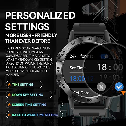 Military Smart Watch for Men Make/Answer Calls Rugged Tactical Smartwatch Compatible with Android iPhone Samsung 1.39" HD Screen Heart Rate Sleep Monitor Watch 108 Sports Modes Fitness Tracker