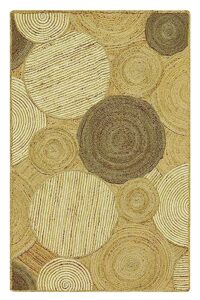 casavani natural jute rectangular area rug - 4' x 6', beige & black geometric braided jute rug ideal for high traffic areas in entryway, living room, bedroom