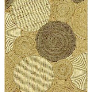 CASAVANI Natural Jute Rectangular Area Rug - 4' x 6', Beige & Black Geometric Braided Jute Rug Ideal for High Traffic Areas in Entryway, Living Room, Bedroom