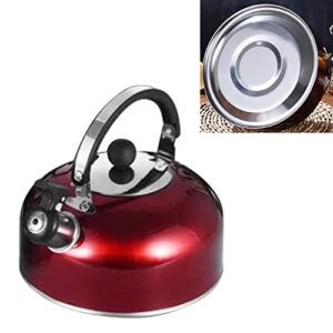 Whistling Tea Kettle, Red Stovetop Teapot, 3 Liter Whistling Tea Kettle, Loud Whistle, Food Grade Stainless Steel Teapot with Anti Slip Handle, for Tea, Coffee, Milk