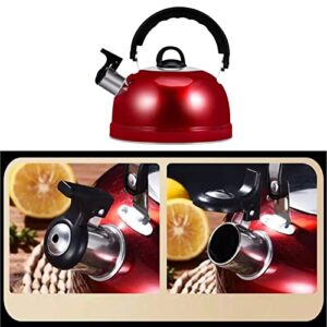 Whistling Tea Kettle, Red Stovetop Teapot, 3 Liter Whistling Tea Kettle, Loud Whistle, Food Grade Stainless Steel Teapot with Anti Slip Handle, for Tea, Coffee, Milk