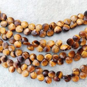 Natural Tiger Eye Gemstone Heart Faceted Beads 5-6mm 7 inch Long String Jewelry Making Gemstone Beads for Necklace Bracelet