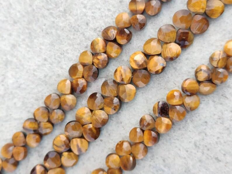 Natural Tiger Eye Gemstone Heart Faceted Beads 5-6mm 7 inch Long String Jewelry Making Gemstone Beads for Necklace Bracelet