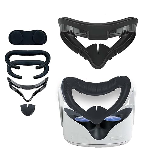 VR Face Pad for Oculus Quest 2, Fitness Facial Interface Bracket, Face Cushion Pad for Meta Quest 2 Accessories with 2 Replacement Pads,Lens Cover, Nose Pad and Air-Circulation Design