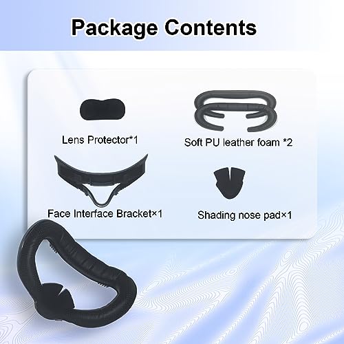 VR Face Pad for Oculus Quest 2, Fitness Facial Interface Bracket, Face Cushion Pad for Meta Quest 2 Accessories with 2 Replacement Pads,Lens Cover, Nose Pad and Air-Circulation Design