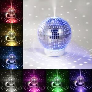 disco ball diffuser rotatable with 7 color mood light - disco ball decor multi-purpose disco diffuser, home aromatherapy essential oil diffuser, great for disco party decoration and accessories