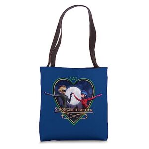 miraculous ladybug and cat noir the movie heart together tote bag