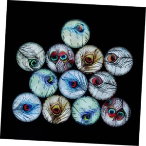 VILLCASE 1 20pcs Peacock Necklace Bracelets Beads Glass Tray Peacock Cabochons Patch Bracelets Making Beads Pendant Tray Patch Gemstone Paste DIY Jewelry Material Glass Flower Pattern Patch