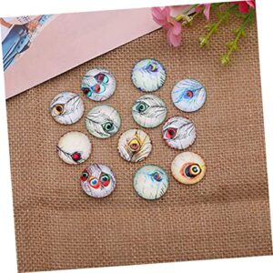 VILLCASE 1 20pcs Peacock Necklace Bracelets Beads Glass Tray Peacock Cabochons Patch Bracelets Making Beads Pendant Tray Patch Gemstone Paste DIY Jewelry Material Glass Flower Pattern Patch