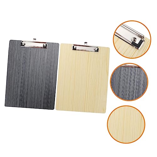 MAGICLULU 2pcs Folder Board Paper Folders Metal Clipboards Pencils File Folder A4 File Clip Folder Hard Plastic Clipboard Exam Paper Clips Wooden Writing Board Writing Base Plate