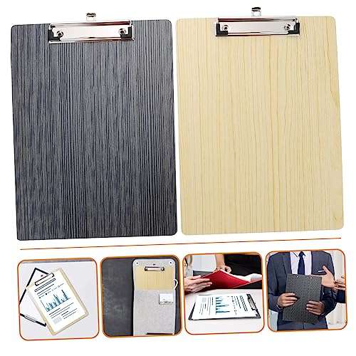 MAGICLULU 2pcs Folder Board Paper Folders Metal Clipboards Pencils File Folder A4 File Clip Folder Hard Plastic Clipboard Exam Paper Clips Wooden Writing Board Writing Base Plate