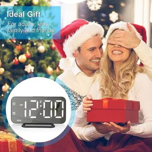 JALL Super Slim LED Digital Alarm Clock, Mirror Surface for Makeup, with Diming Mode, 4 Levels Brightness, Large Display, Easy Setting, Dual USB Port, Modern Decoration for Home, Bedroom Decor, Black