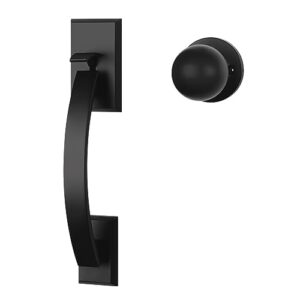 goldenwarm black front door knob handle, entry door handle and reversible handle knob, single cylinder front door handle only, matte black front door entry handleset, entry way door handle