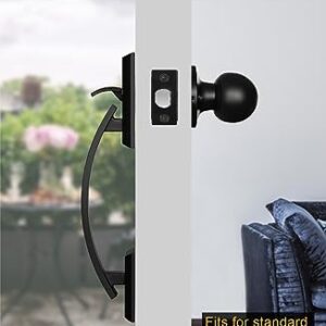 goldenwarm Black Front Door Knob Handle, Entry Door Handle and Reversible Handle Knob, Single Cylinder Front Door Handle Only, Matte Black Front Door Entry Handleset, Entry Way Door Handle