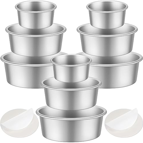 Mumufy 9 Pieces Round Cake Pans Aluminum Cake Pan Set Non Stick Small Cake Pans Sets Round Cheesecake Baking Pans for Home Party Baking Supplies (6 Inch, 8 Inch, 10 Inch)