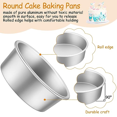 Mumufy 9 Pieces Round Cake Pans Aluminum Cake Pan Set Non Stick Small Cake Pans Sets Round Cheesecake Baking Pans for Home Party Baking Supplies (6 Inch, 8 Inch, 10 Inch)