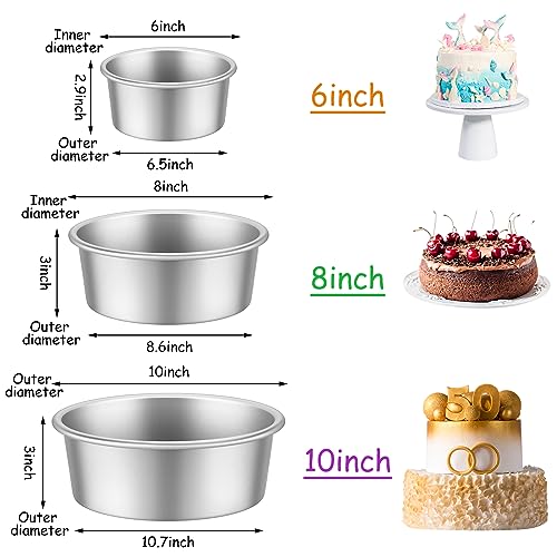 Mumufy 9 Pieces Round Cake Pans Aluminum Cake Pan Set Non Stick Small Cake Pans Sets Round Cheesecake Baking Pans for Home Party Baking Supplies (6 Inch, 8 Inch, 10 Inch)