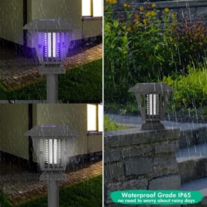 Hywean 2 Pcs Solar Bug Zapper Outdoor Waterproof LED Solar Mosquito Zapper Outdoor Solar Powered Mosquito Killer Light Lamp for Indoor and Outdoor Use GD4-003