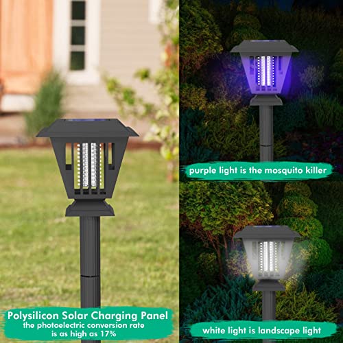 Hywean 2 Pcs Solar Bug Zapper Outdoor Waterproof LED Solar Mosquito Zapper Outdoor Solar Powered Mosquito Killer Light Lamp for Indoor and Outdoor Use GD4-003