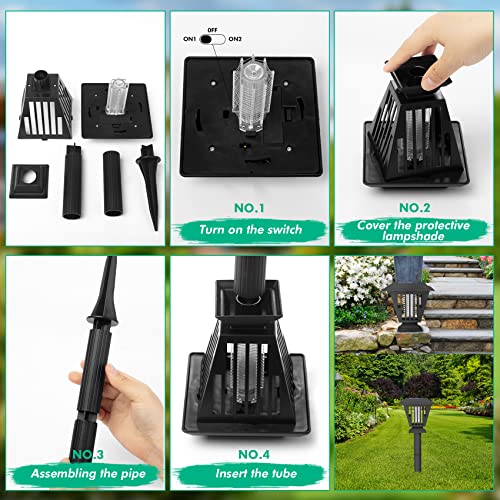 Hywean 2 Pcs Solar Bug Zapper Outdoor Waterproof LED Solar Mosquito Zapper Outdoor Solar Powered Mosquito Killer Light Lamp for Indoor and Outdoor Use GD4-003