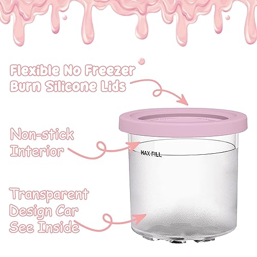 OYUPSX Creami Ninjia, Ice Cream Containers, Replacement Pints and Lids for Ninja Creami, Compatible with NC299AMZ & NC300s Series Ice Cream Maker. BPA Free, Safe Leak Proof, Dishwasher Safe (2 pcs)