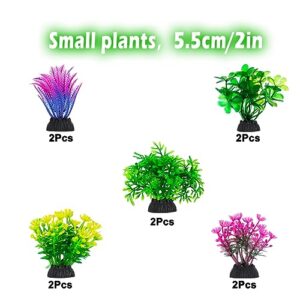 CousDUoBe 30Pcs Aquarium Plants, Fish Tank Accessories Artificial Aquatic Plants,Full Set of Fish Tank Decorations, Various Sizes