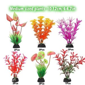 CousDUoBe 30Pcs Aquarium Plants, Fish Tank Accessories Artificial Aquatic Plants,Full Set of Fish Tank Decorations, Various Sizes