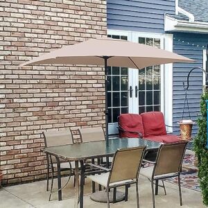 AMMSUN 6.5 x 4.5ft Rectangular Patio Umbrella Outdoor Table Umbrella Steel Pole and Fiberglass Ribs, Beige