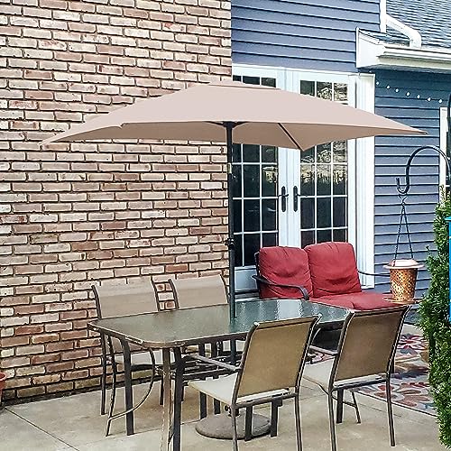 AMMSUN 6.5 x 4.5ft Rectangular Patio Umbrella Outdoor Table Umbrella Steel Pole and Fiberglass Ribs, Beige