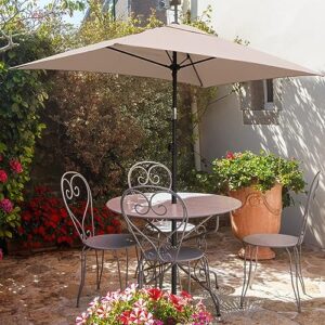 AMMSUN 6.5 x 4.5ft Rectangular Patio Umbrella Outdoor Table Umbrella Steel Pole and Fiberglass Ribs, Beige