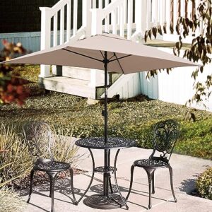 AMMSUN 6.5 x 4.5ft Rectangular Patio Umbrella Outdoor Table Umbrella Steel Pole and Fiberglass Ribs, Beige