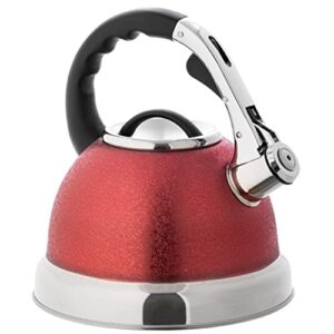 tea kettle stovetop whistling teapot stainless steel stovetop whistling kettle enlarge spout hot teakettle teapot anti-scalding nylon handle teapot 3.5l whistle kettle stove top kettle (color : red)