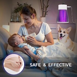 Bug Zapper Electric UV Insect Catcher Killer for Flies Fly Trap Lamp Mosquitoes,Gnats & Other Small to Large Flying Pests for Home, Kitchen,Garden,Patio,Camping & More with Plug (White)