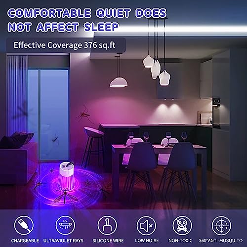 Bug Zapper Electric UV Insect Catcher Killer for Flies Fly Trap Lamp Mosquitoes,Gnats & Other Small to Large Flying Pests for Home, Kitchen,Garden,Patio,Camping & More with Plug (White)