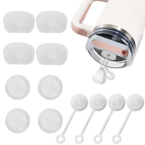 12PCS Silicone Spill Proof Stopper Set - Spill Stopper Straw Cover for Stanley Cup 1.0 2.0 40oz 30oz, Stanley Accessories Including 2 Straw Cover Cap, 2 Square Spill Stopper And 2 Round Leak Stopper