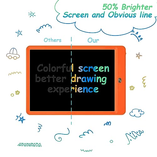 LCD Writing Tablet for Kids, 10 Inch Electronic Doodle Board Drawing Tablet, Erasable Reusable Colorful Drawing Pads, Educational and Learning Toy Gifts for 3 4 5 6 7 8 Years Old Girls Boys (Orange)