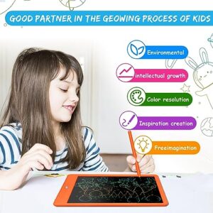 LCD Writing Tablet for Kids, 10 Inch Electronic Doodle Board Drawing Tablet, Erasable Reusable Colorful Drawing Pads, Educational and Learning Toy Gifts for 3 4 5 6 7 8 Years Old Girls Boys (Orange)