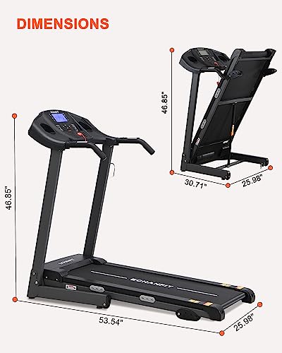 ECHANFIT Treadmill with Manual Incline and Bluetooth Speaker, 17.5" Wide Max 8.5 MPH Speed and 15 Preset Programs, 2.5 HP Folding Running Machine Treadmill for Home Gym Exercise Fitness