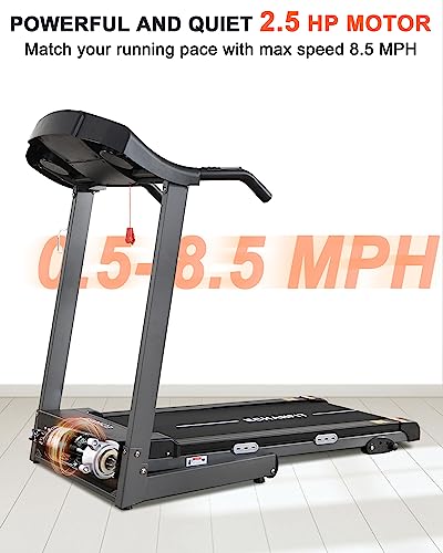 ECHANFIT Treadmill with Manual Incline and Bluetooth Speaker, 17.5" Wide Max 8.5 MPH Speed and 15 Preset Programs, 2.5 HP Folding Running Machine Treadmill for Home Gym Exercise Fitness