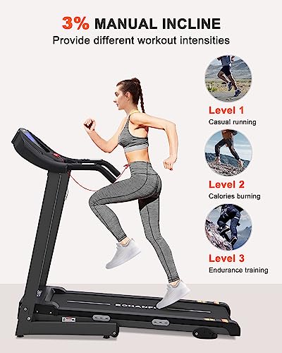 ECHANFIT Treadmill with Manual Incline and Bluetooth Speaker, 17.5" Wide Max 8.5 MPH Speed and 15 Preset Programs, 2.5 HP Folding Running Machine Treadmill for Home Gym Exercise Fitness