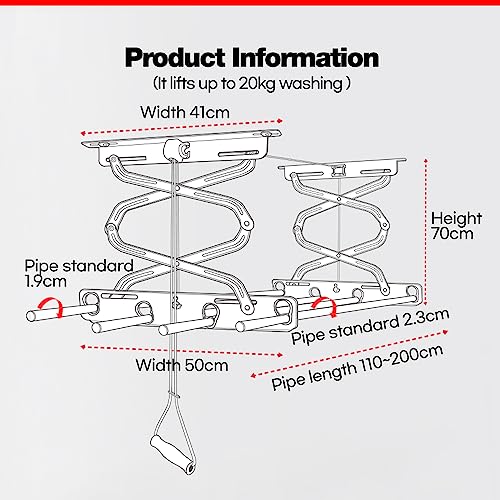 hardwell, Wall and Ceiling Clothes Drying Rack, Steel