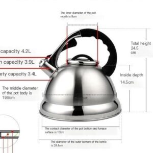 Tea Kettle Stovetop Whistling Teapot 4.2L Stainless Steel Tea Kettle Stovetop Whistling Teapot Whistling Tea Kettle Modern Whistling Tea Pot Whistle Kettle Stove Top Kettle