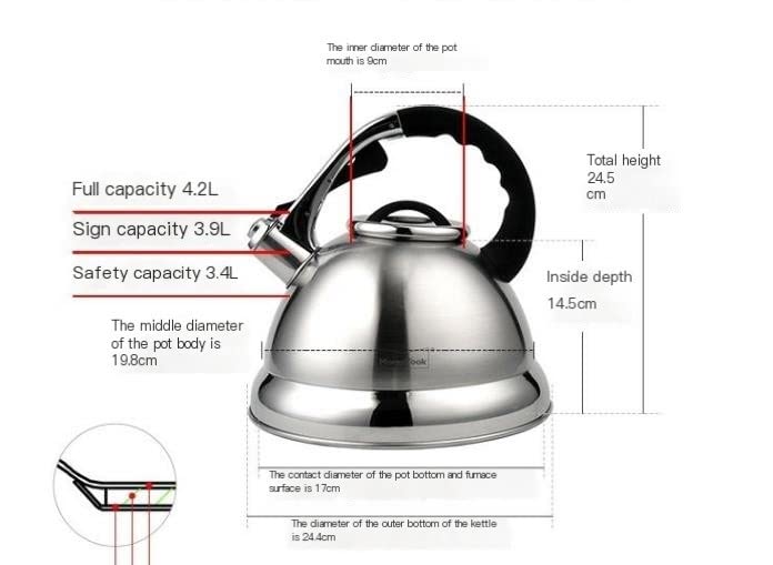 Tea Kettle Stovetop Whistling Teapot 4.2L Stainless Steel Tea Kettle Stovetop Whistling Teapot Whistling Tea Kettle Modern Whistling Tea Pot Whistle Kettle Stove Top Kettle