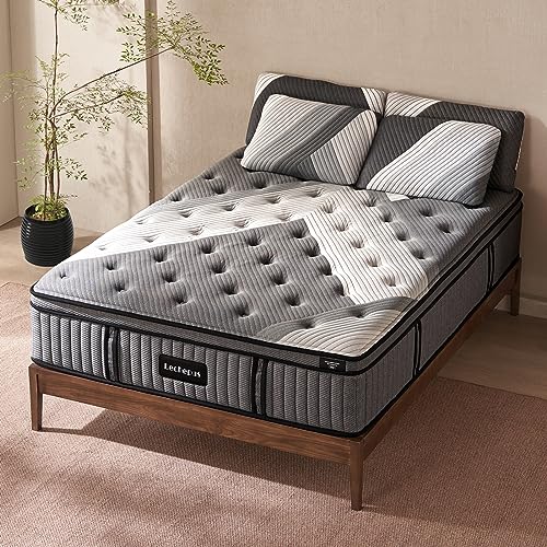 Lechepus Queen Mattresses 14 Inch Supportive Hybrid Mattress for Back Pain, Plush Bed in a Box, Memory Foam with Individual Pocket Springs, CertiPUR-US Certified, Queen Size Mattress, 60”x80”x14”