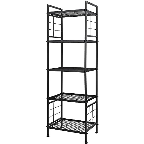 GIOTORENT 5-Wire Standing Storage Shelf, Metal Shelving Unit Pantry Rack for Laundry Kitchen Bathroom Organizer(Black)