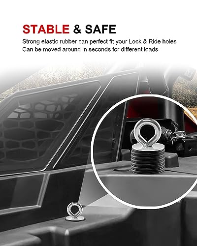 DAYDOOR ATV Anchors, General Tie Down Anchor, UTV Lock and Ride 2" Bed Anchor Compatible with Polaris Ranger 1000 XP 900 XP 800 700 500 570 with 1-7/16" Hole (6 Pcs,Black)