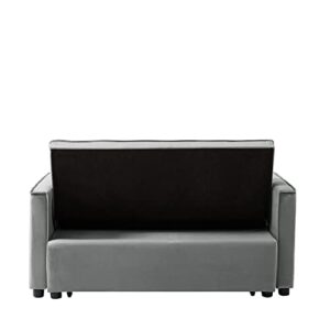 Verfur 3 in 1 Pull Bed Sleeper, Modern Upholstered Loveseat Lounge Sofa & Couches w/Reclining Backrest, Convertible Futon Love Seat Sofabed, Grey 55.2"